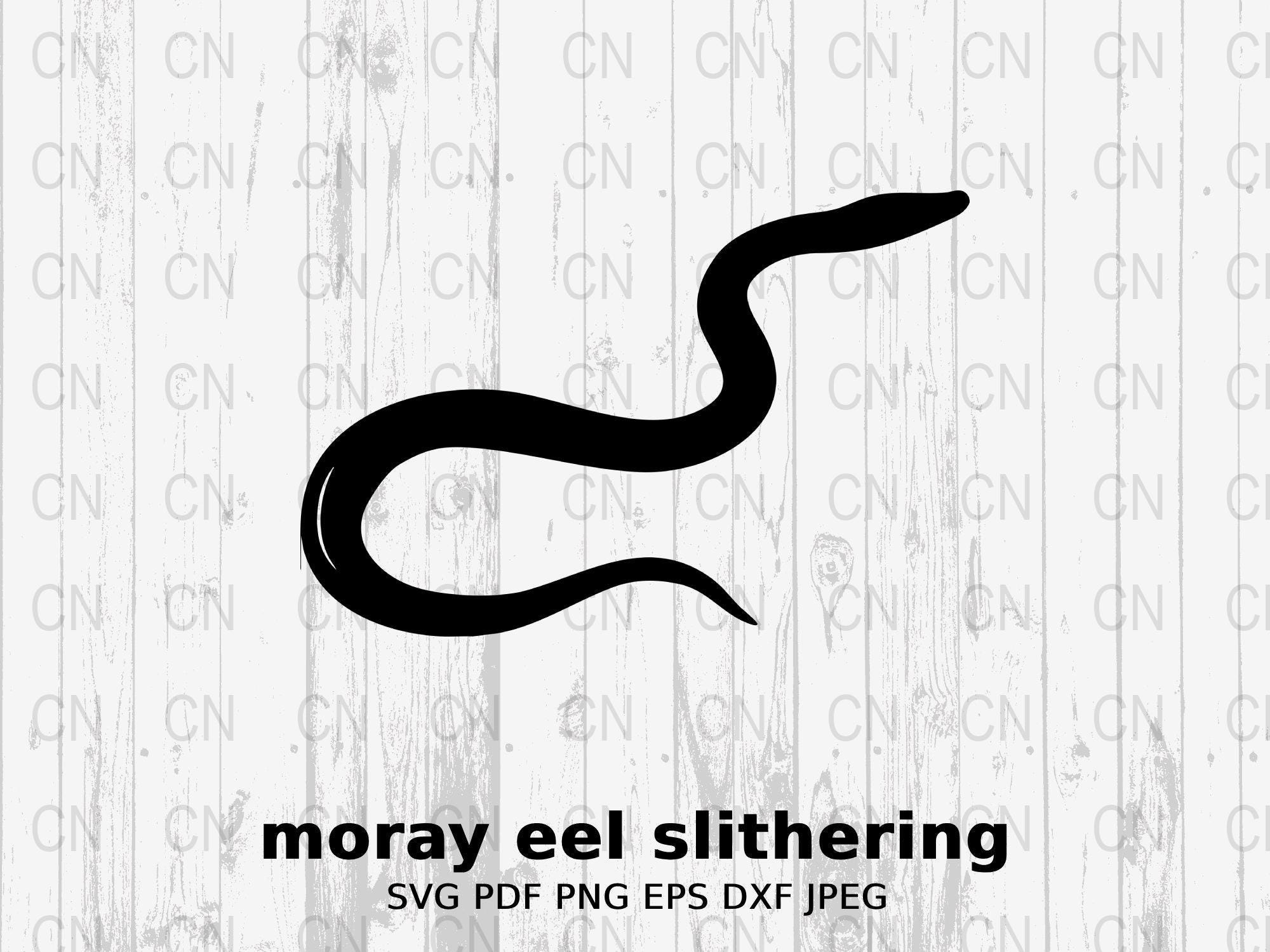 Moray Eel Slithering Silhouette SVG, Ocean Creature Clipart, Marine ...