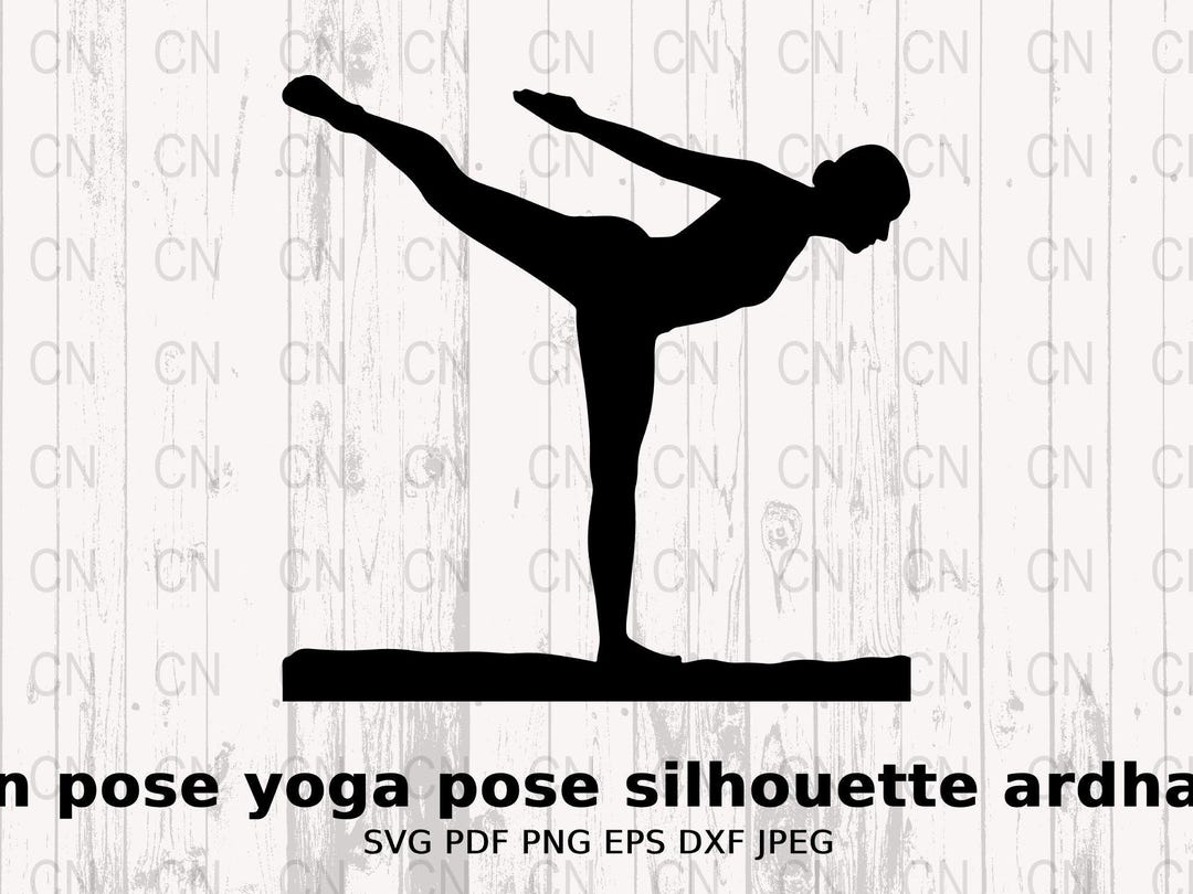 Half Moon Pose Yoga Silhouette SVG, Ardha Chandra Clipart, Yoga Balance ...