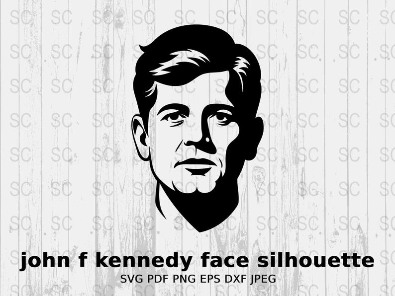 John F. Kennedy Face Silhouette SVG, U.S. President Portrait Clipart ...