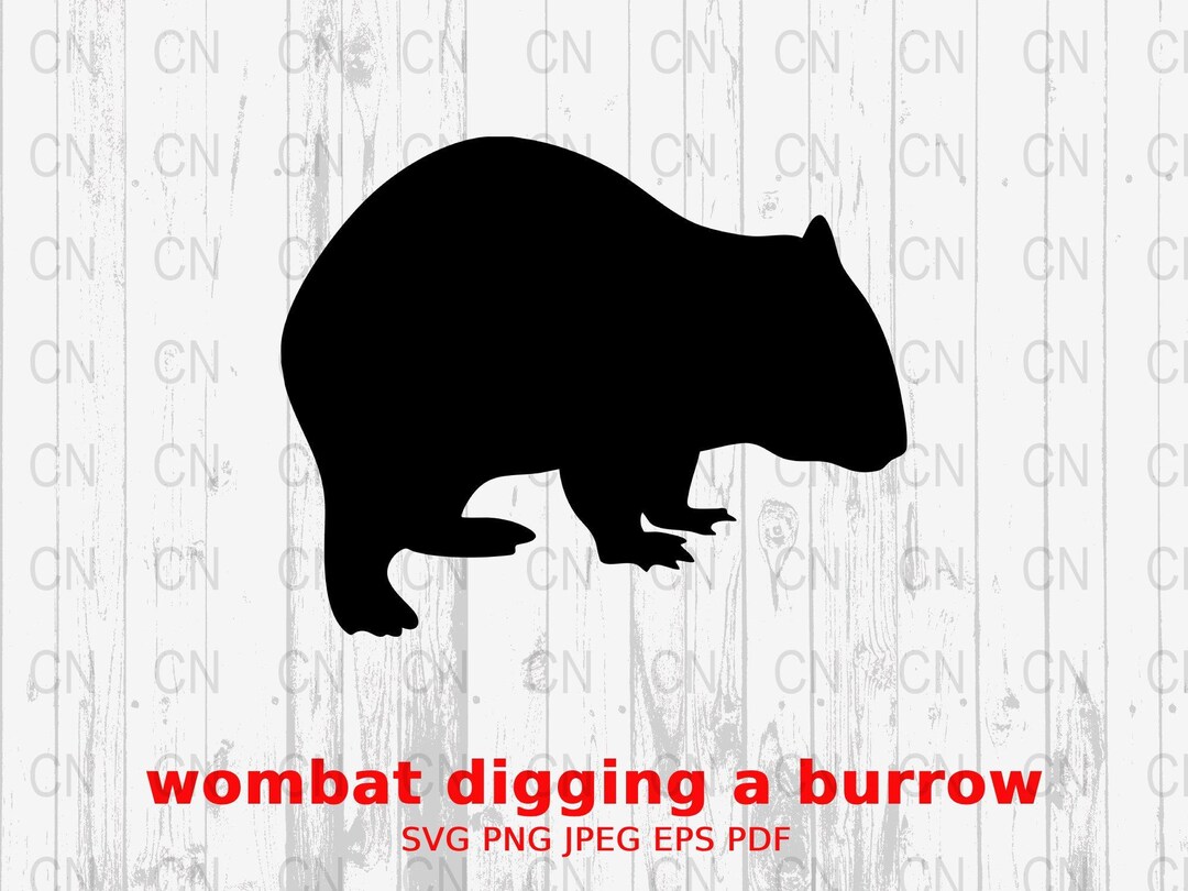 Wombat Digging Silhouette SVG, Australian Animal Clipart, Wildlife ...