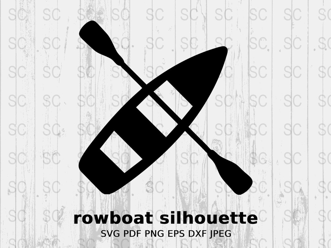 Rowboat Silhouette SVG, Small Boat Clipart, Rowing Vessel Vector ...