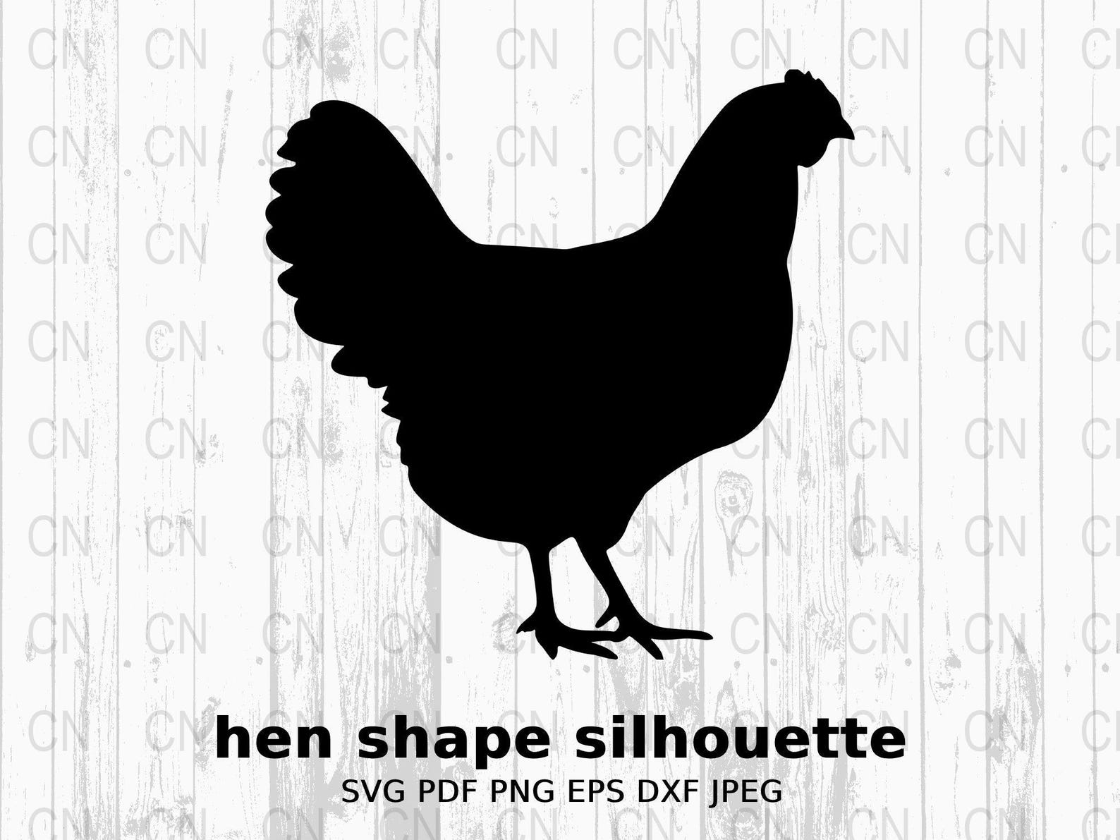 Hen Shape Silhouette SVG, Poultry Clipart, Farm Animal Vector, Bird ...