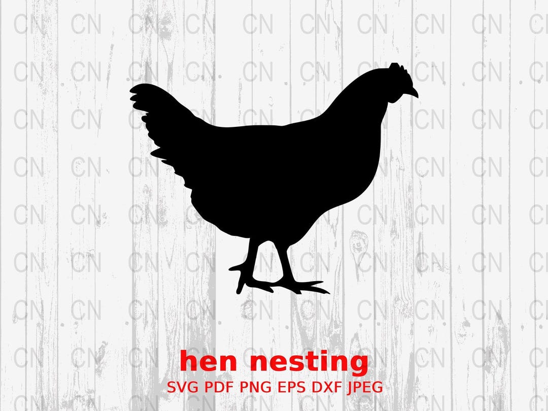 Vintage Hen Nesting Illustration SVG, Farm Animal Clipart, Rustic Bird ...