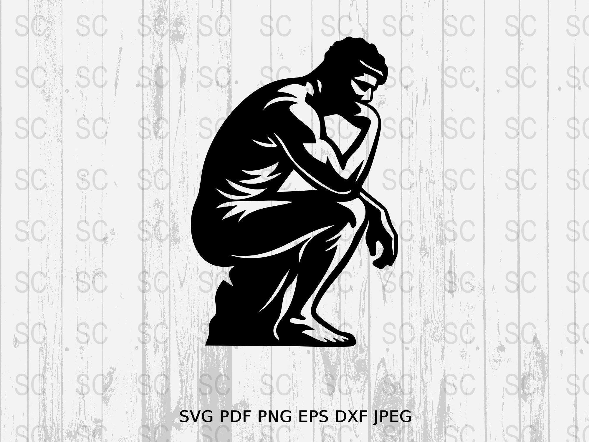 The Thinker Silhouette SVG, Rodin Sculpture Clipart, Classical Art Icon Vector, Famous Statue ...