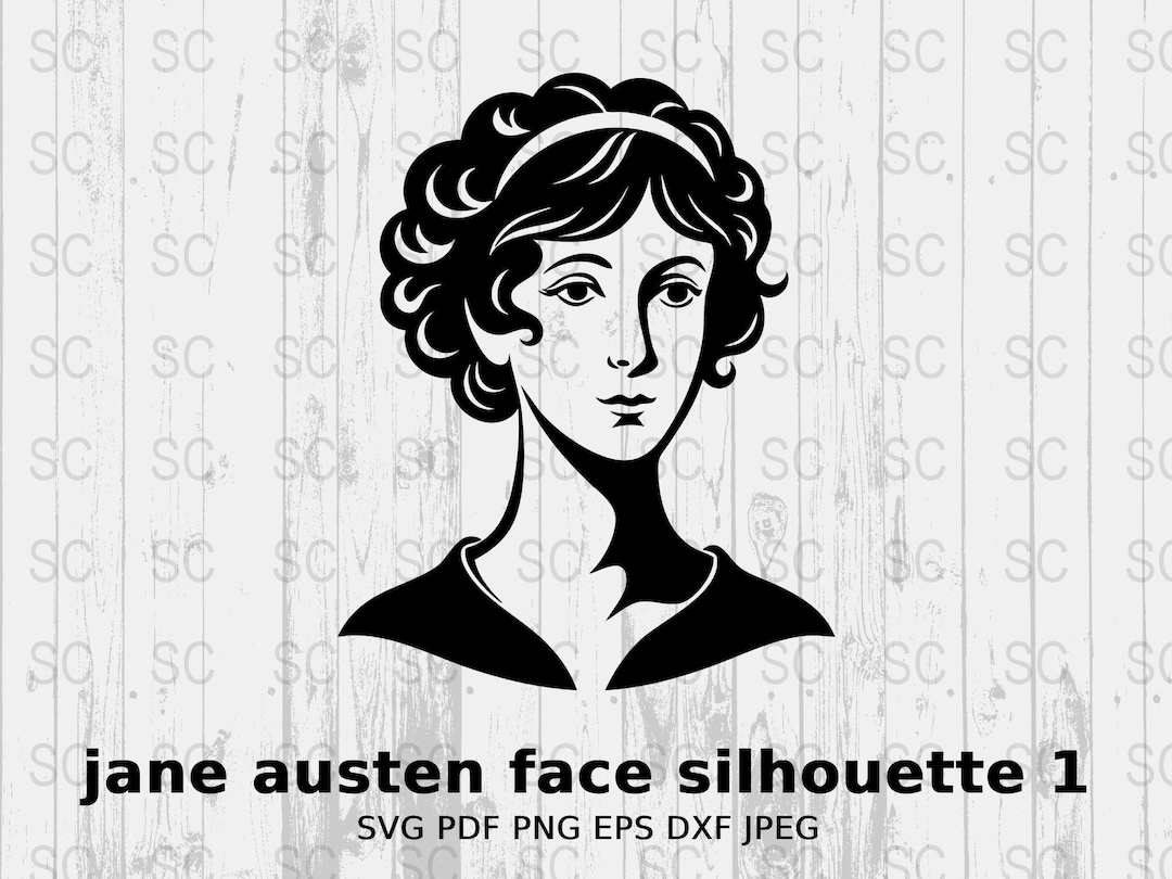 Jane Austen Silhouette SVG, Author Icon Clipart, Literary Legend Cut ...