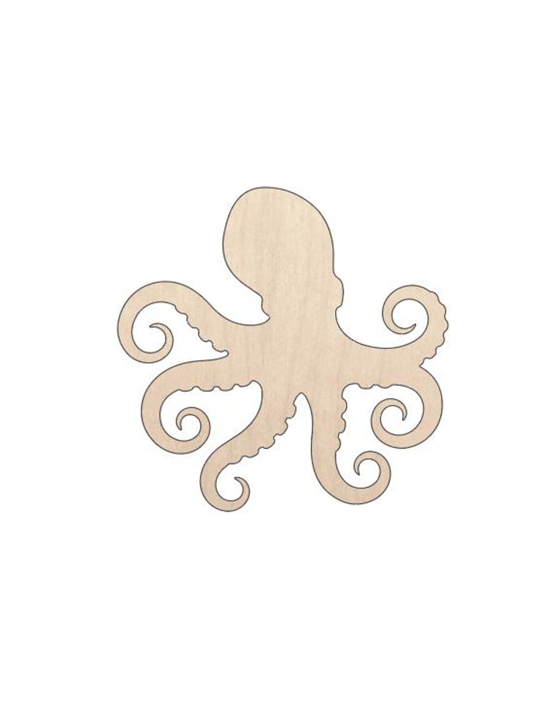 Octopus Wooden Cutout Blank, Unfinished Wood Octopus Shape for Crafts ...