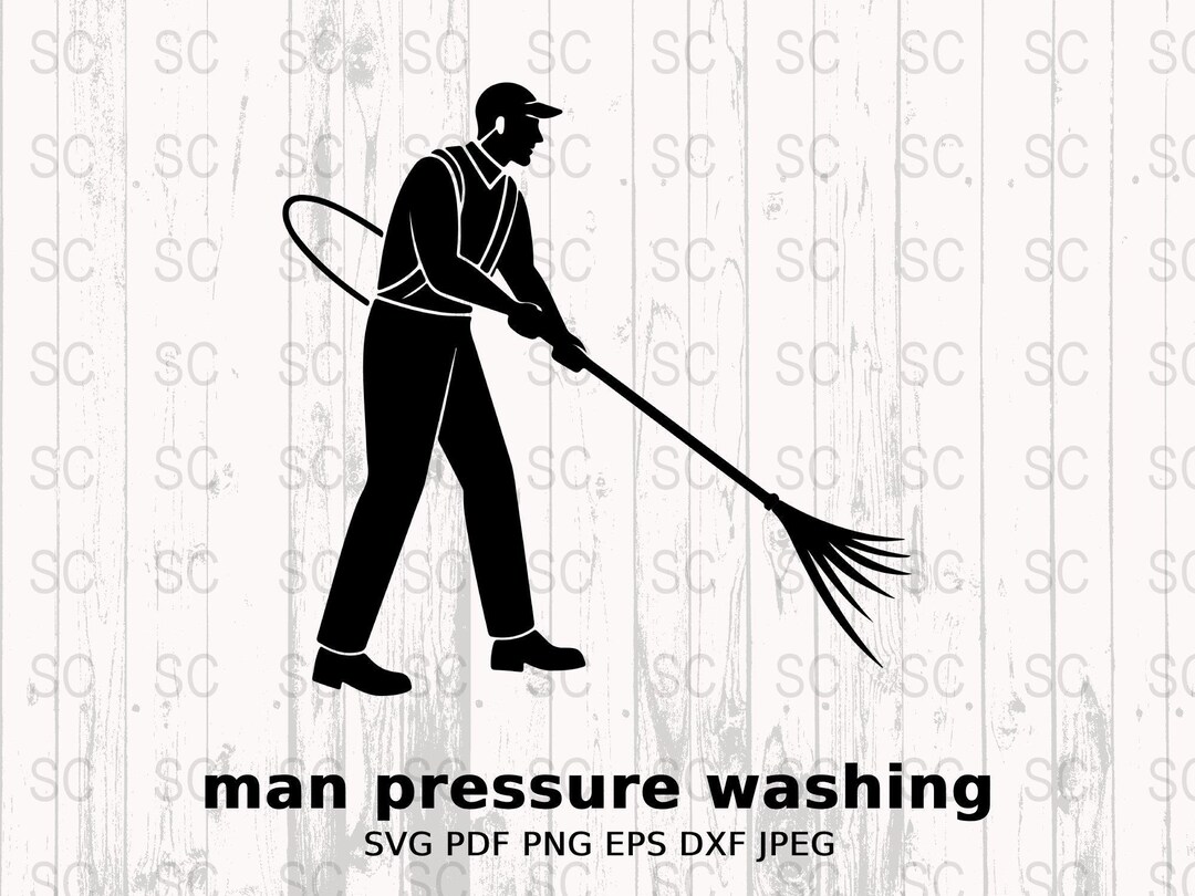 Man Pressure Washing Silhouette SVG, Cleaning Icon Clipart, Power ...