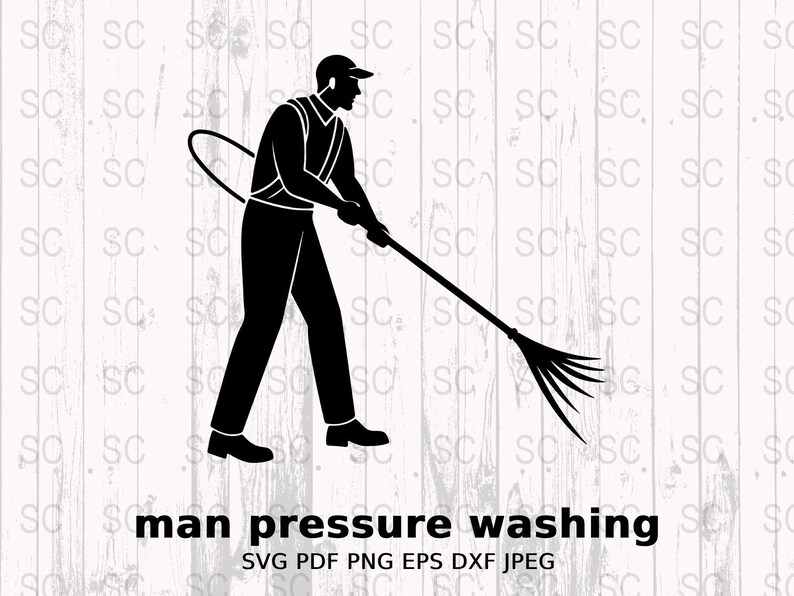 Man Pressure Washing Silhouette SVG, Cleaning Icon Clipart, Power ...