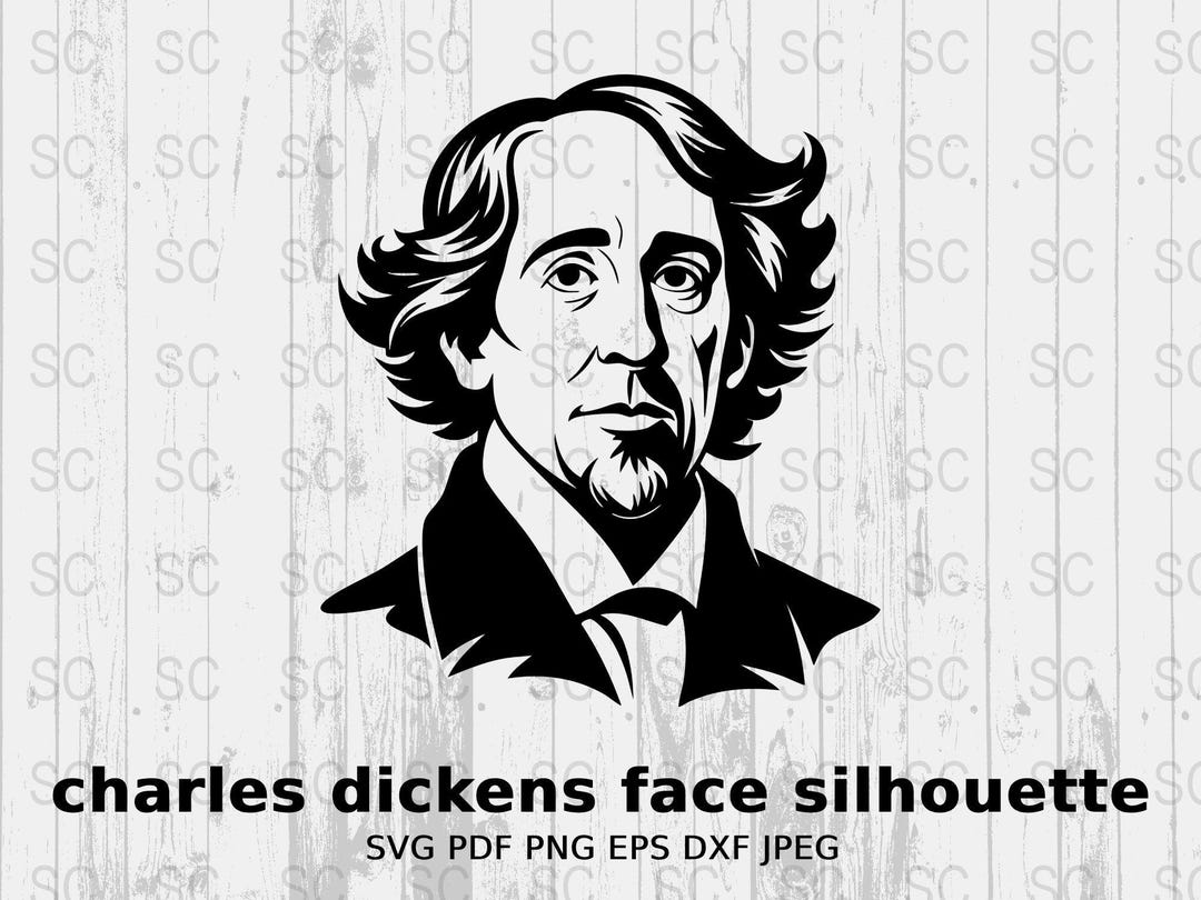 Charles Dickens Face Silhouette SVG, Author Clipart, Literary Figure ...