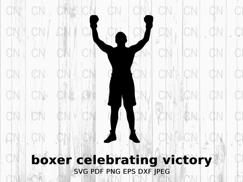 Boxer Silhouette SVG, Celebrating Victory Clipart, Fighter Vector ...