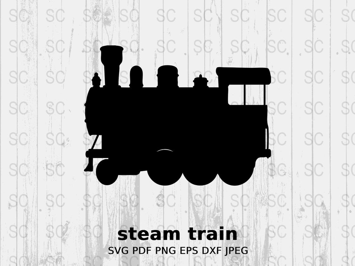 Steam Train Silhouette SVG, Vintage Locomotive Clipart, Railroad Vector ...