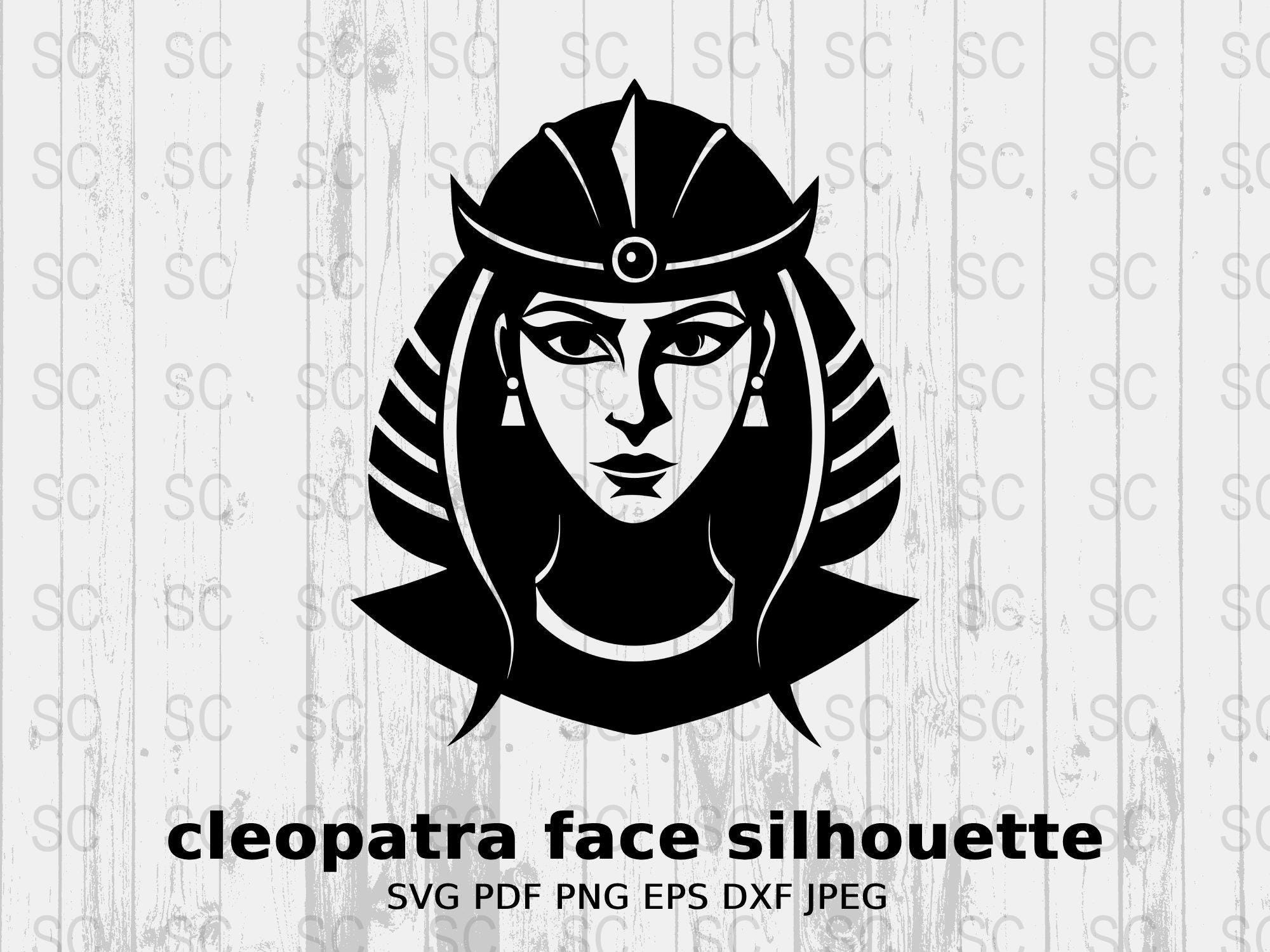 Cleopatra Face Silhouette SVG, Ancient Queen Portrait Clipart, Egyptian ...