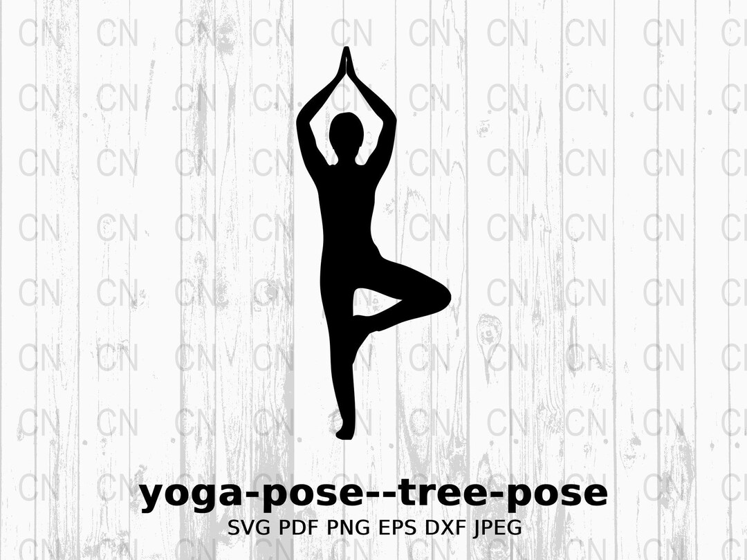 Yoga Pose - Tree Pose Silhouette SVG, Meditation Clipart, Balance Pose ...