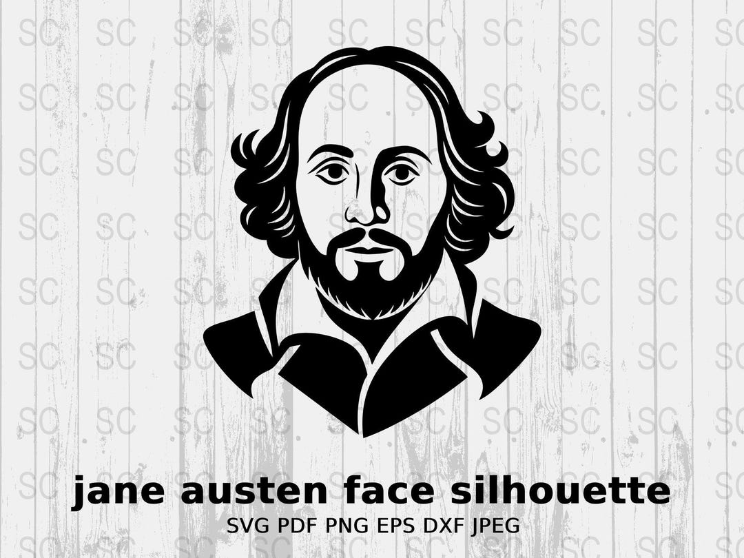 Jane Austen Face Silhouette SVG, Famous Author Portrait Clipart ...