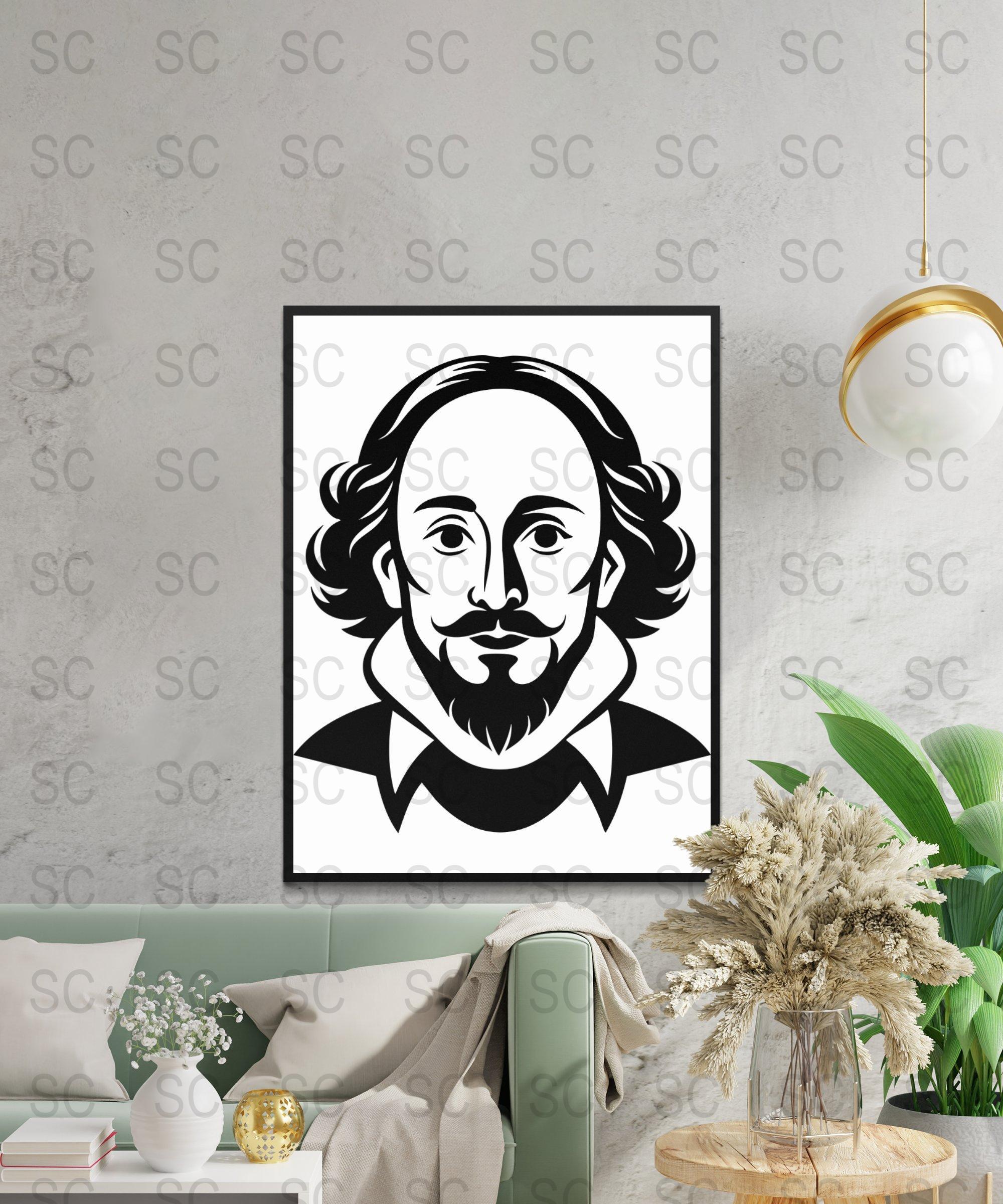 William Shakespeare Face Silhouette SVG, Literary Icon Clipart, Famous ...