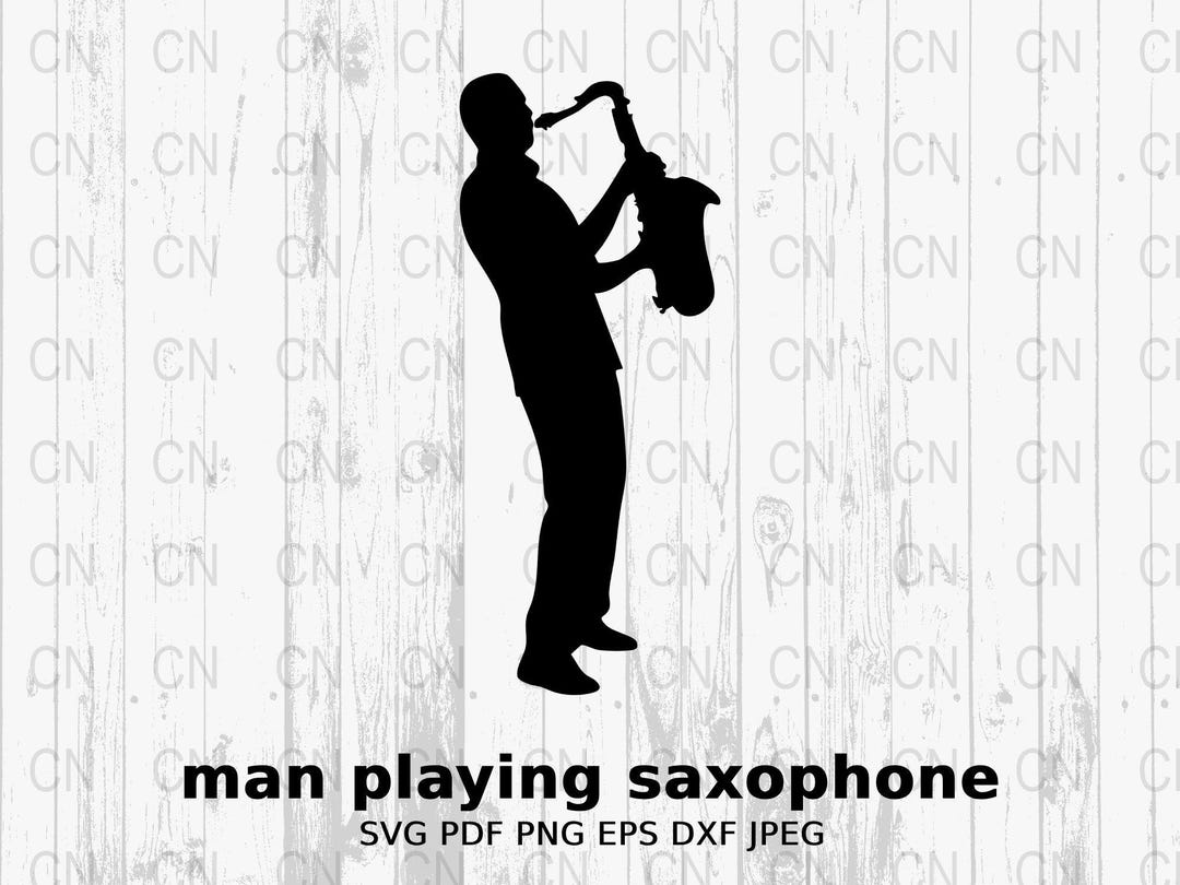 Man Playing Saxophone Silhouette SVG, Musician Clipart, Jazz Instrument ...