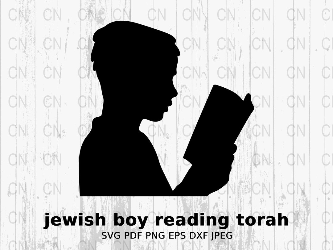 Jewish Boy Reading Torah SVG, Religious Clipart, Hebrew Text Design ...