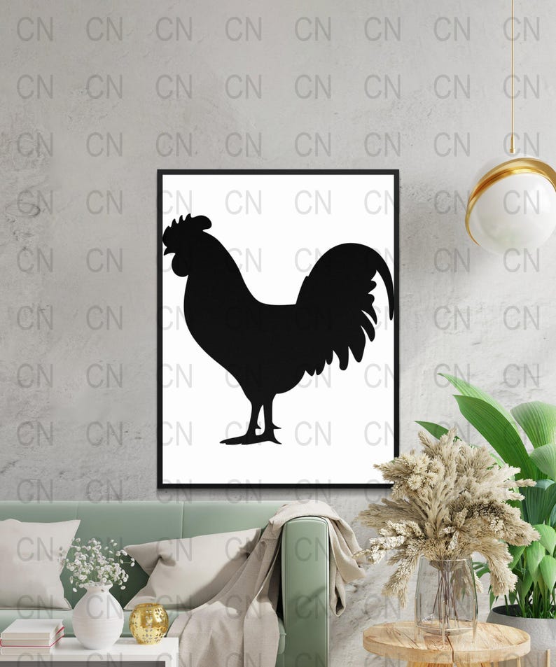 Rooster Shape Silhouette SVG, Farm Animal Clipart, Rooster Vector ...