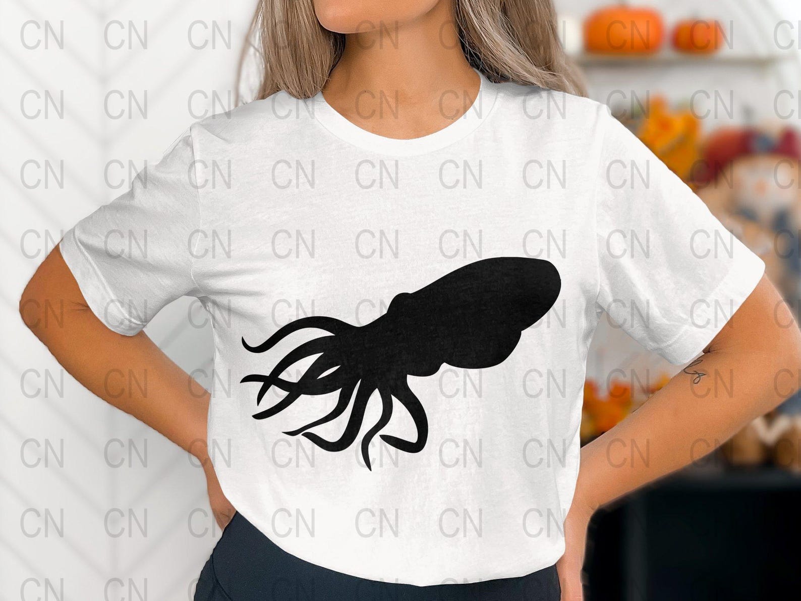 Squid Shooting Ink Silhouette SVG, Ocean Creature Clipart, Marine Life ...