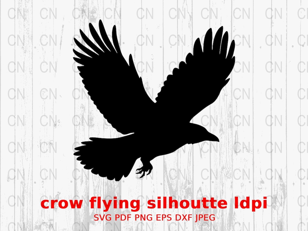 Crow Flying SVG, Bird Silhouette Clipart, Raven Vector, Wildlife ...