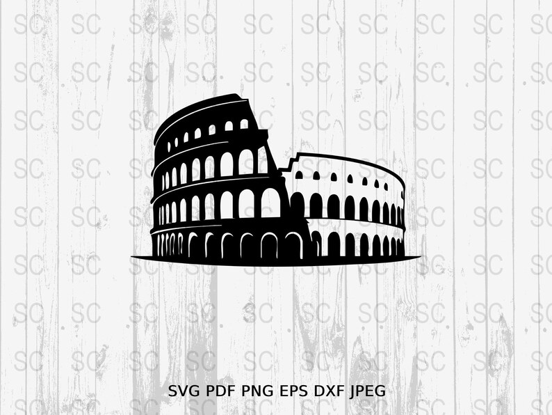 Colosseum Italy Silhouette SVG, Roman Landmark Clipart, Ancient ...