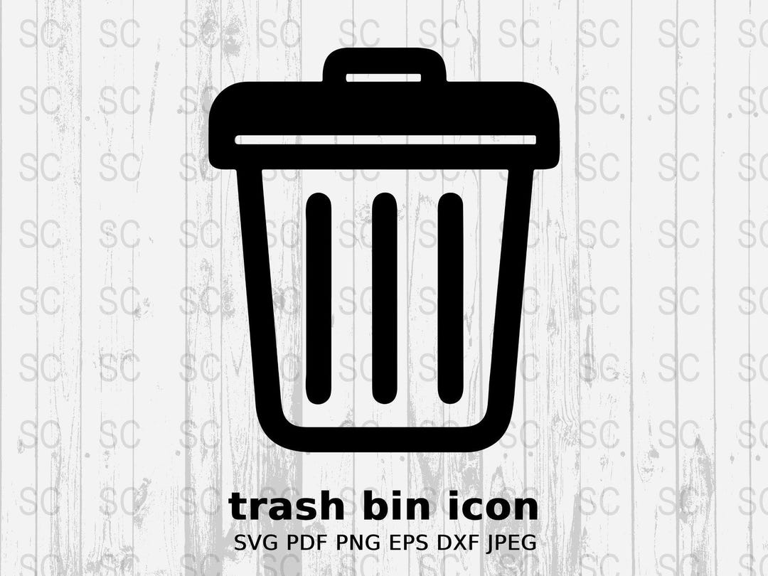 Trash Bin Icon Silhouette SVG, Waste Disposal Clipart, Garbage Can ...