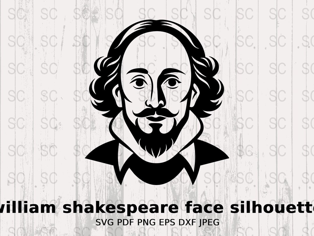 William Shakespeare Face Silhouette SVG, Literary Icon Clipart, Famous ...