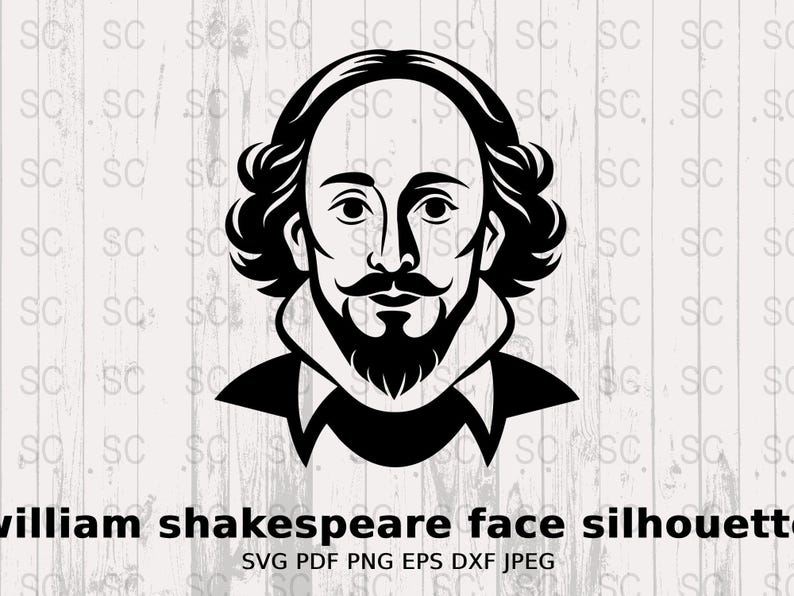 William Shakespeare Face Silhouette SVG, Literary Icon Clipart, Famous ...
