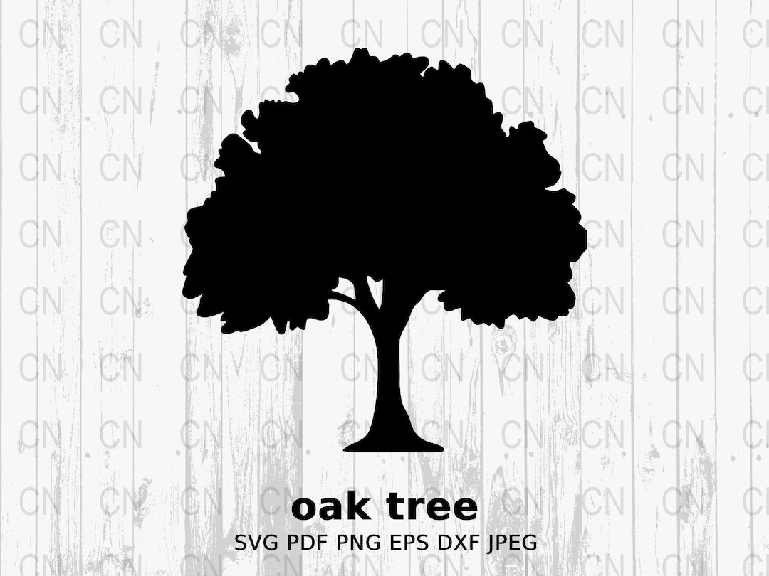 Oak Tree Silhouette SVG, Forest Tree Clipart, Nature Vector, Woodland ...
