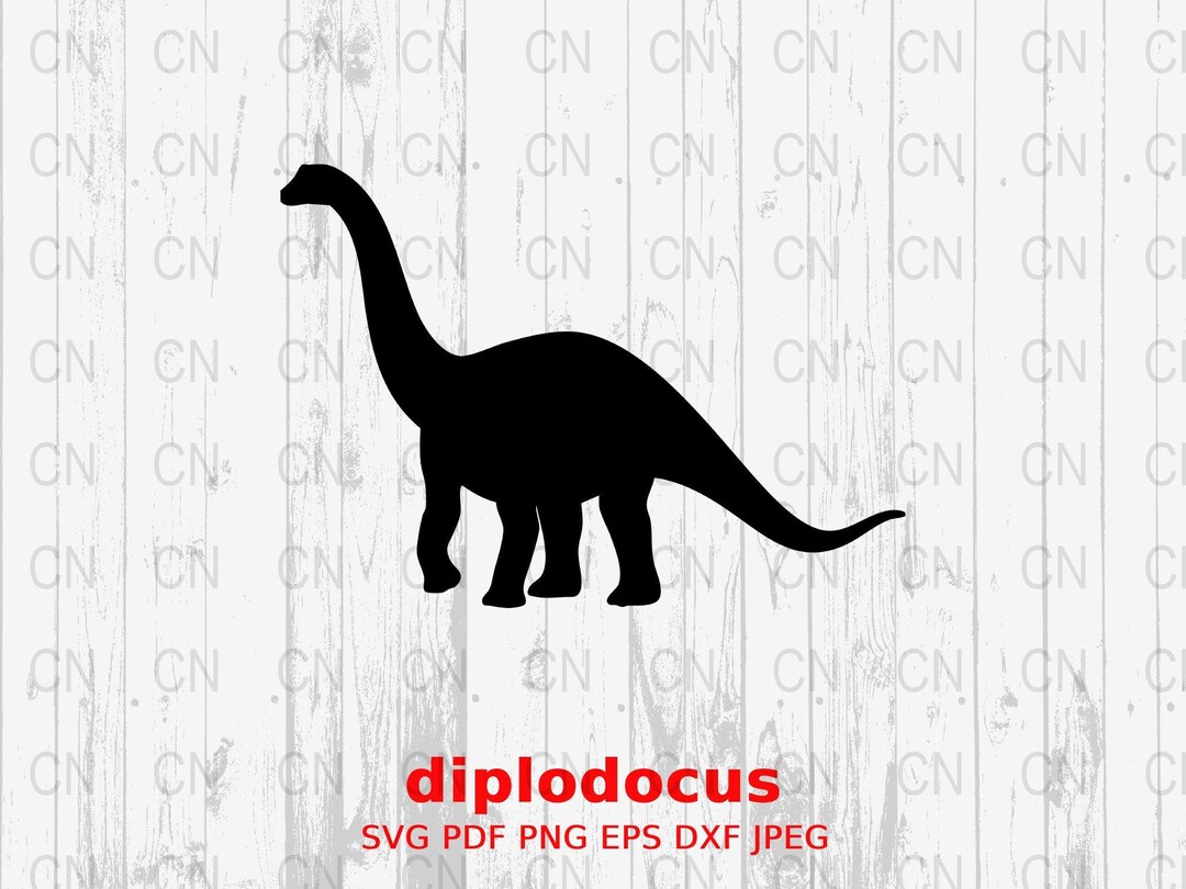 Diplodocus Silhouette SVG, Dinosaur Clipart, Jurassic Cut File, Fossil ...