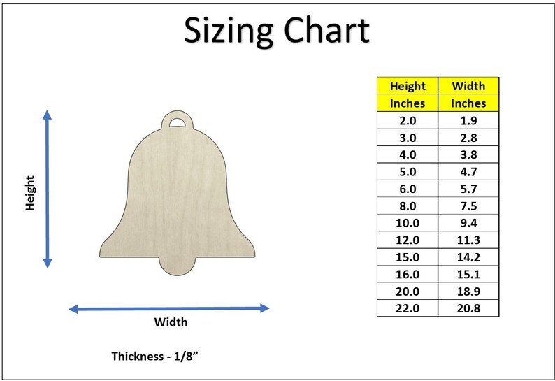 Unfinished Wooden Bell Cutout, Wood Bell Shape for Crafts, DIY ...