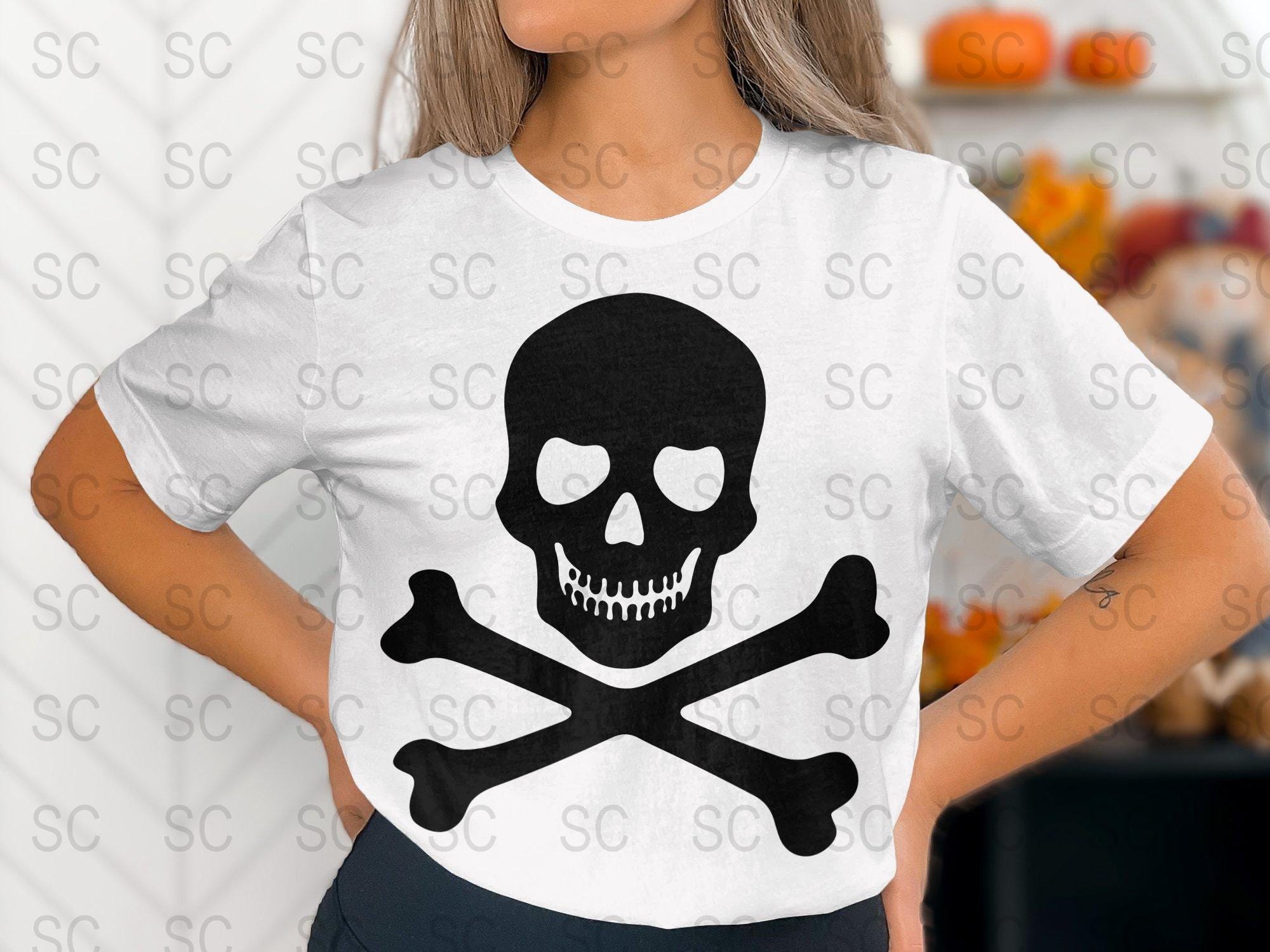 Skull and Crossbones Silhouette SVG, Pirate Icon Clipart, Danger Symbol ...