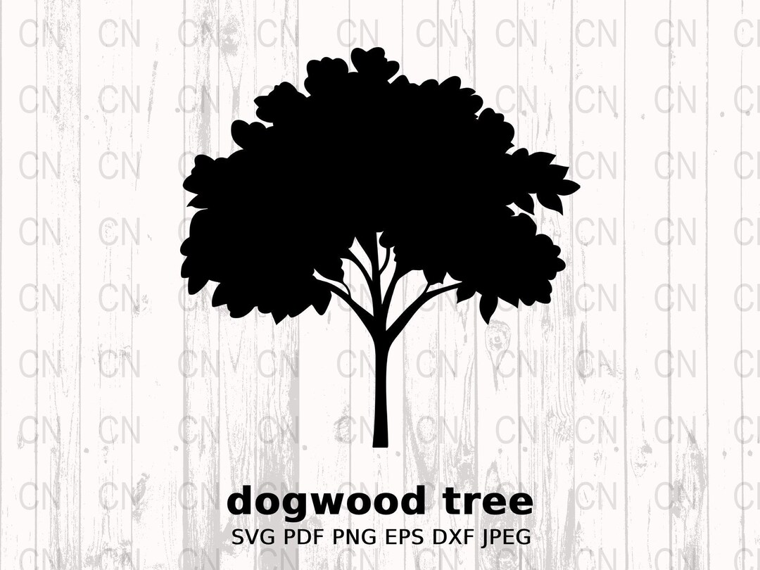 Dogwood Tree Silhouette SVG, Flowering Tree Clipart, Nature Vector ...