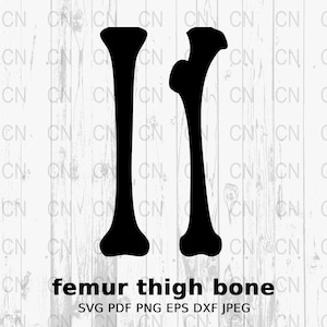 Femur Thigh Bone Silhouette SVG, Human Bone Clipart, Anatomy Vector ...