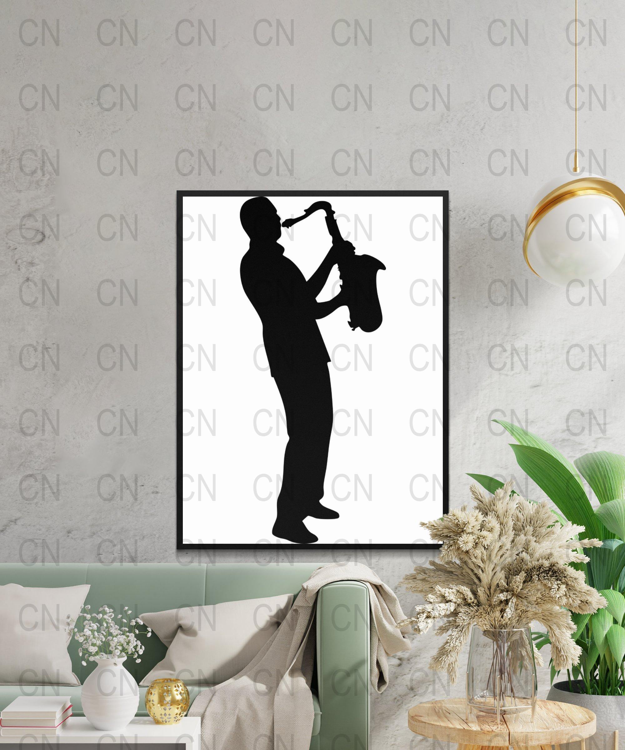 Man Playing Saxophone Silhouette SVG, Musician Clipart, Jazz Instrument ...