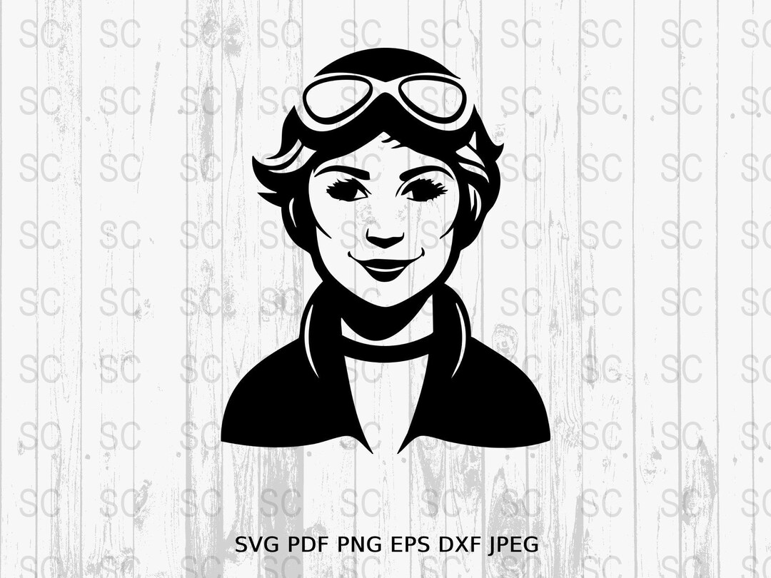 Amelia Earhart SVG, Aviation Pioneer Clipart, Earhart Silhouette Cut ...