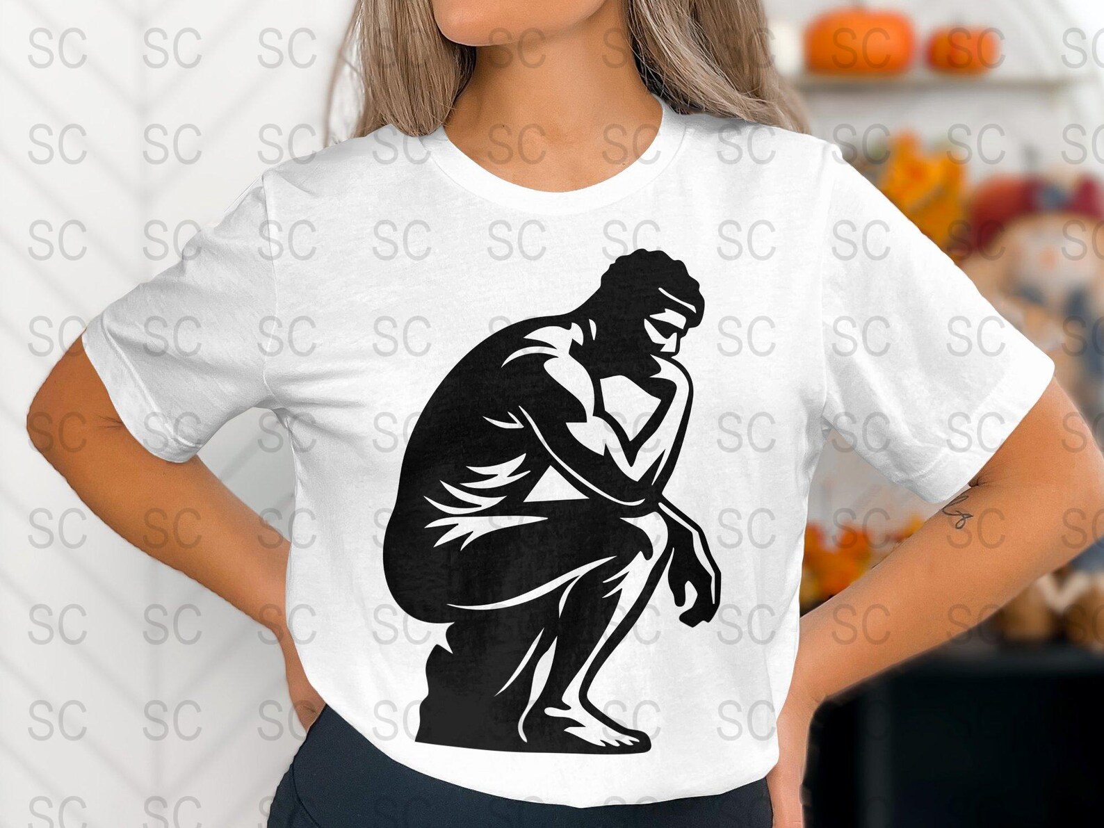 The Thinker Silhouette SVG, Rodin Sculpture Clipart, Classical Art Icon Vector, Famous Statue ...