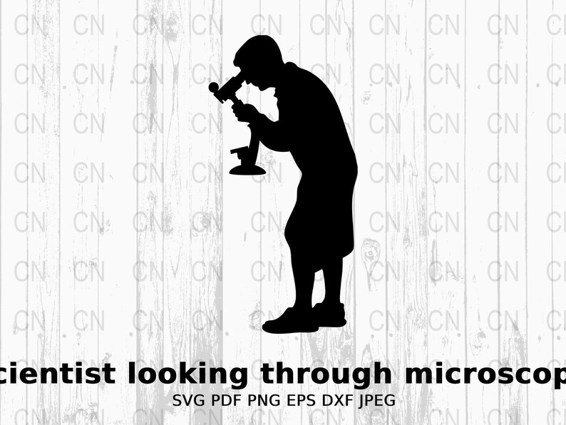 Scientist Looking Through Microscope Silhouette SVG, Research Clipart ...