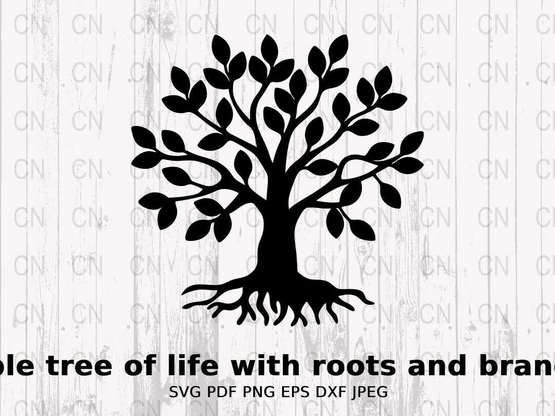 Simple Tree of Life Silhouette SVG, Roots and Branches Clipart, Nature ...