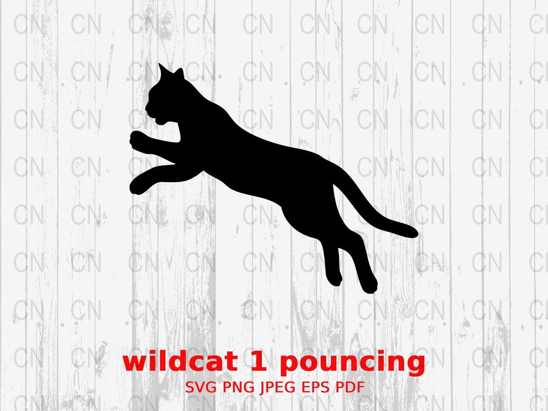 Wildcat Pouncing SVG, Big Cat Silhouette, Predator Animal Clipart ...