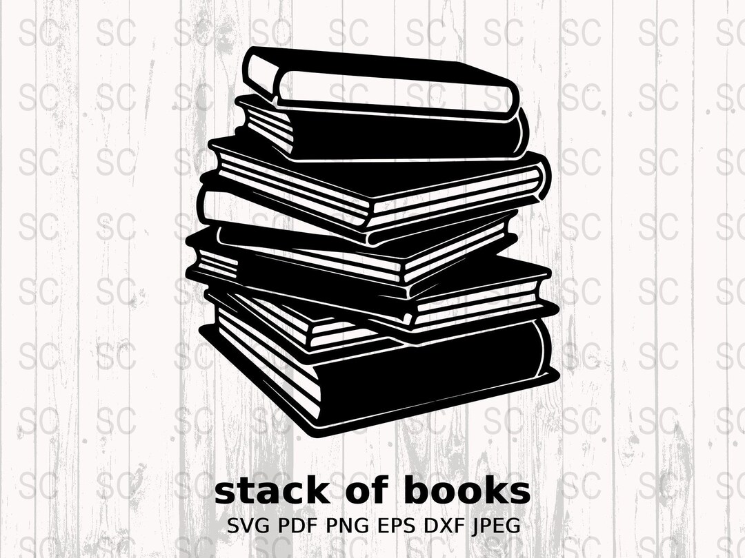 Stack of Books Silhouette SVG, Library Icon Clipart, Book Collection ...