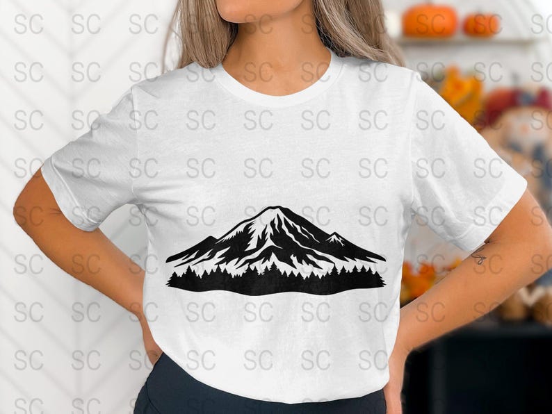 Mount Rainier Silhouette SVG, Mountain Landscape Clipart, Nature Icon ...