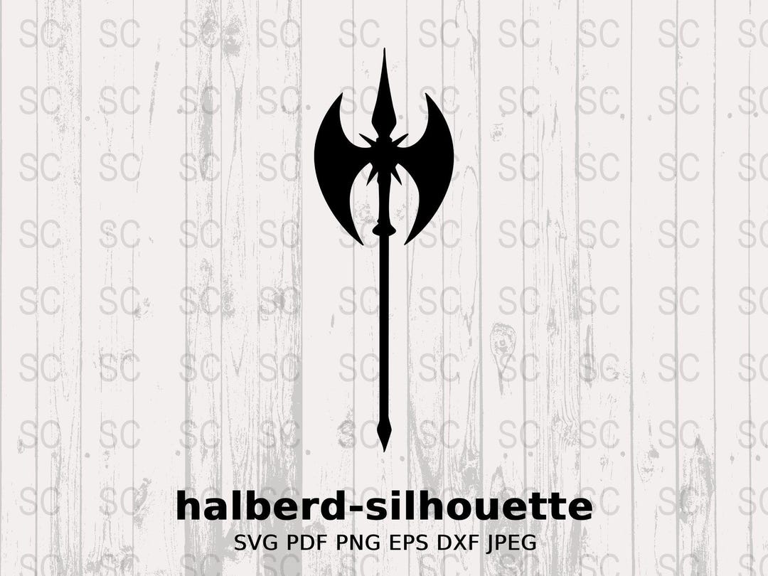 Halberd Silhouette SVG, Medieval Weapon Icon Clipart, Polearm Cut File ...