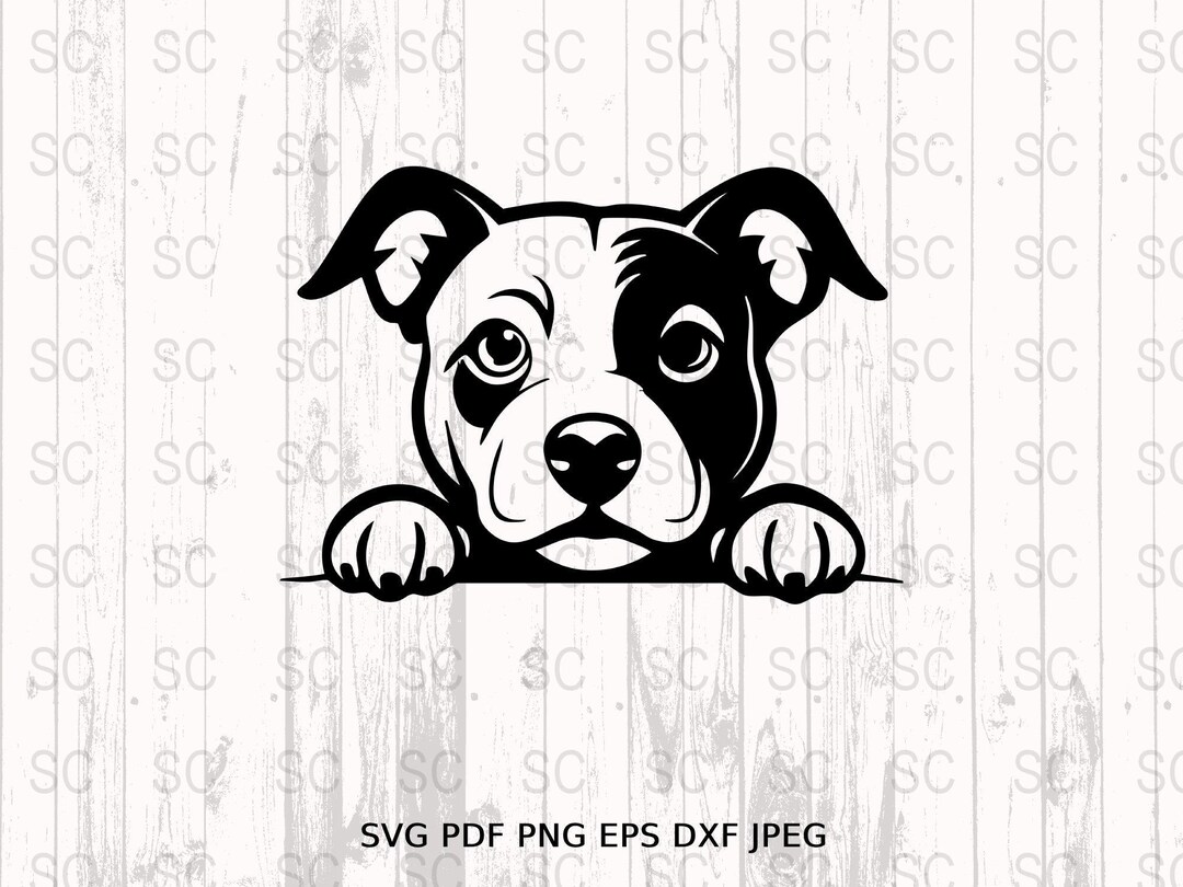 Peeking Staffordshire Bull Terrier SVG, Cute Dog Clipart, Puppy Face ...