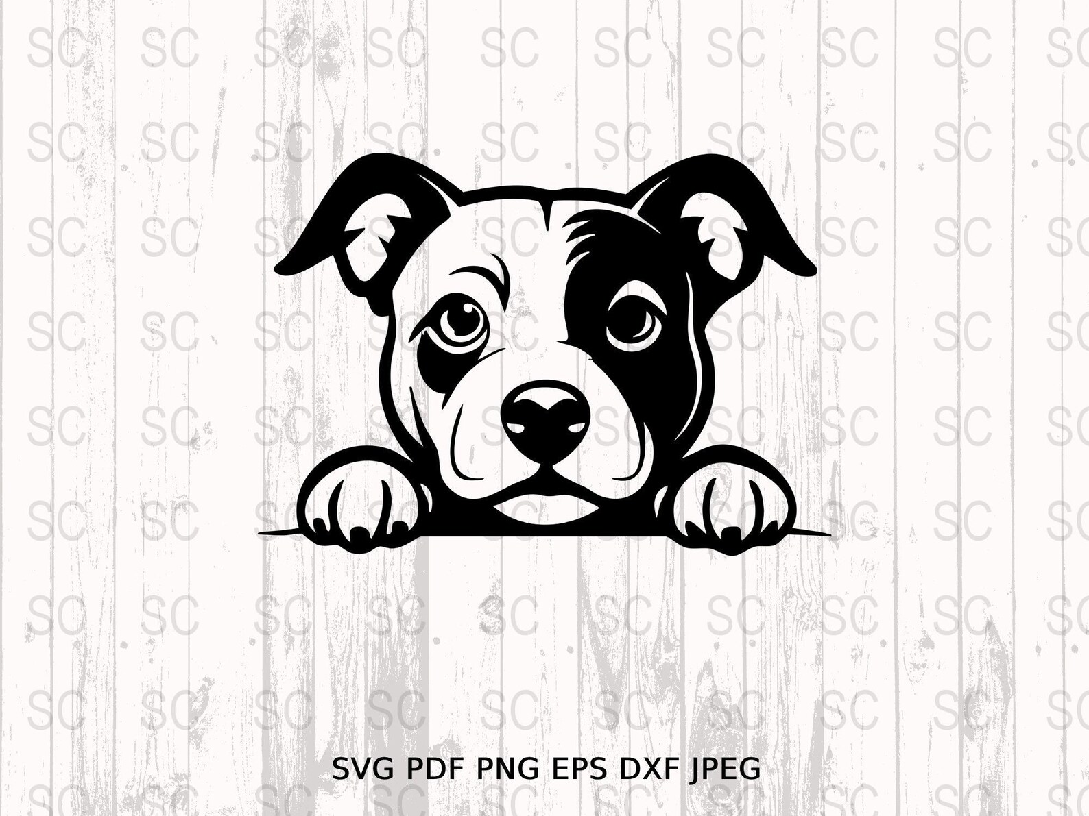 Peeking Staffordshire Bull Terrier SVG, Cute Dog Clipart, Puppy Face ...
