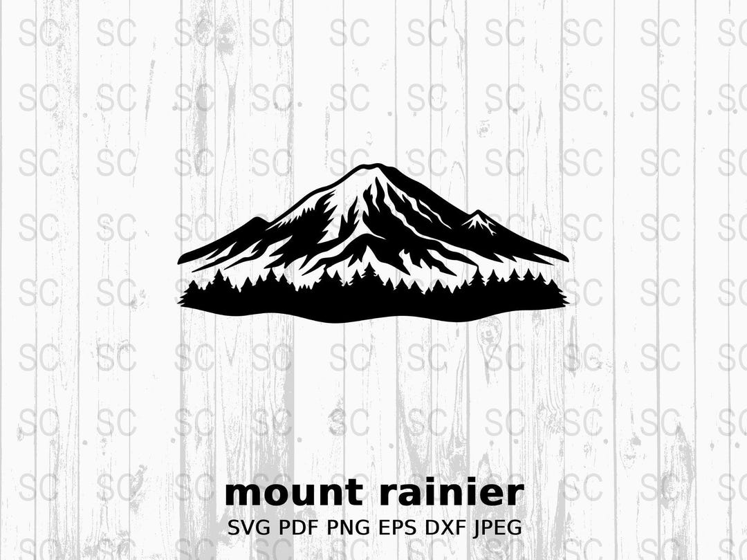 Mount Rainier Silhouette SVG, Mountain Landscape Clipart, Nature Icon ...