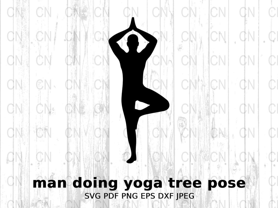 Man Doing Yoga Tree Pose Silhouette SVG, Yoga Pose Clipart, Meditation ...