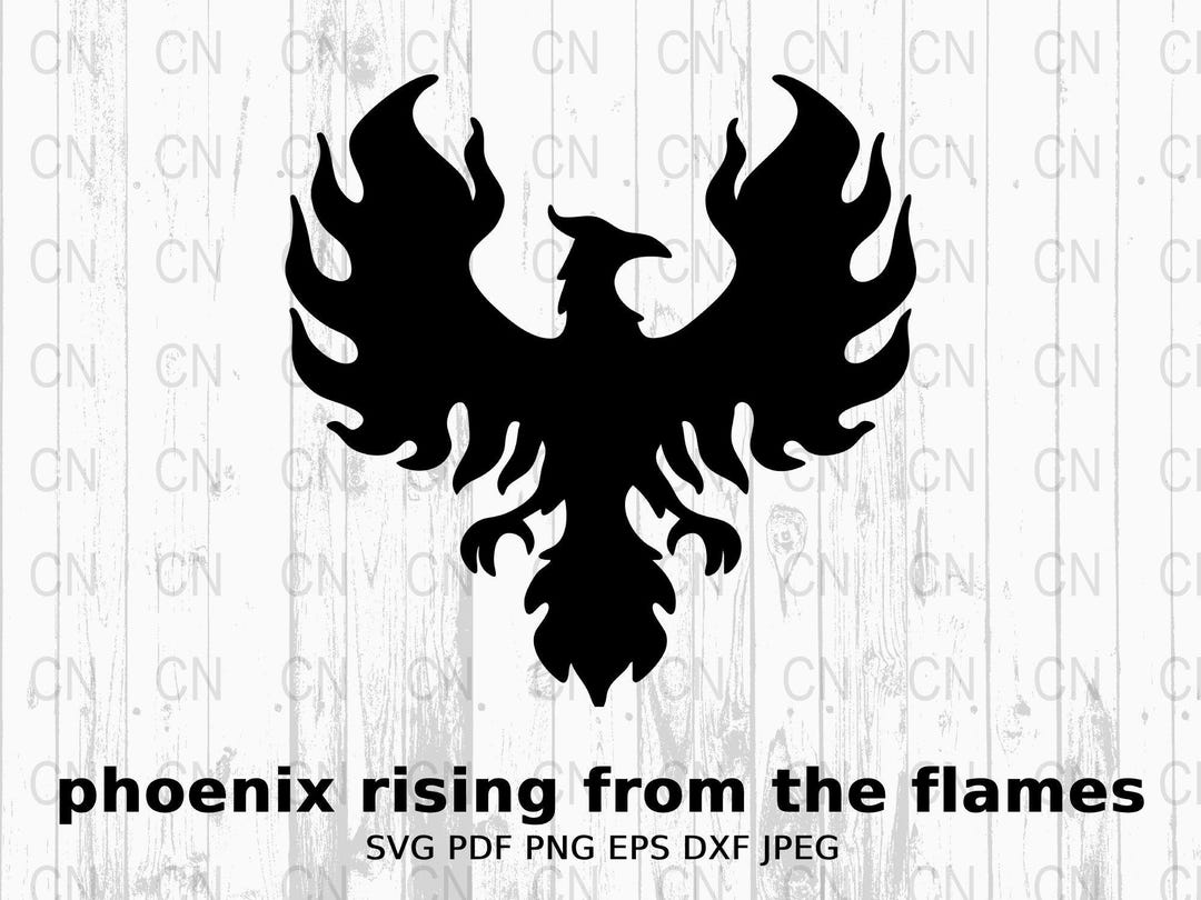 Phoenix Rising From the Flames Silhouette SVG, Mythical Bird Clipart ...