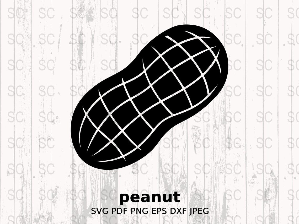 Peanut SVG, Nut Silhouette, Snack Clipart, Food Vector, Shell and Unshelled Peanut Design ...