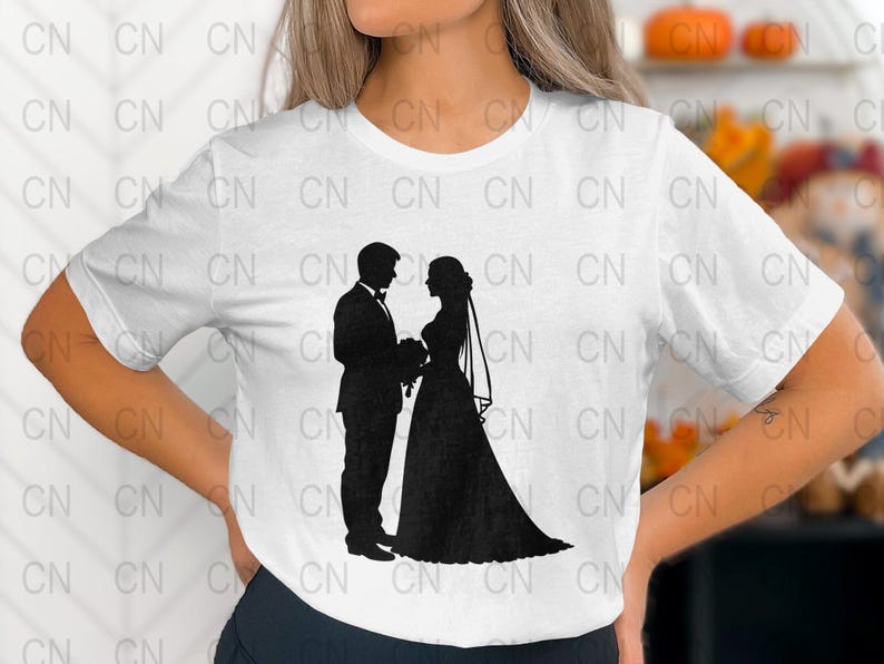 Silueta de novios SVG, clipart de pareja de novios, vector de amor ...